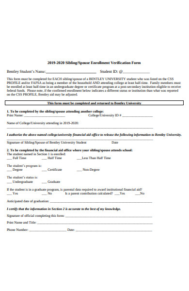 FREE 30+ Enrollment Verification Form Samples, PDF, MS Word, Google Docs