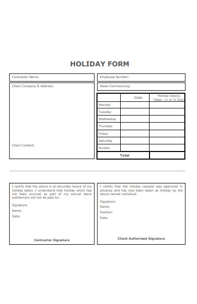 FREE 21+ Holiday Request Forms in PDF | MS Word | XLS