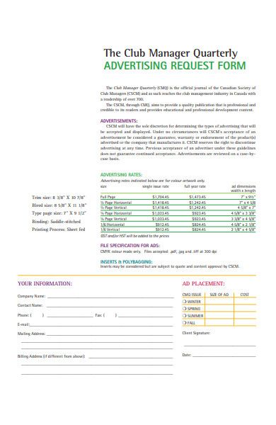 FREE 40+ Advertising Request Forms in PDF | MS Word