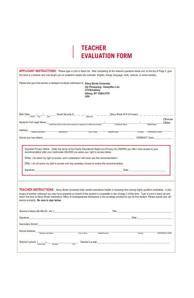 FREE 32+ Teachers Evaluation Forms in PDF | Ms Word