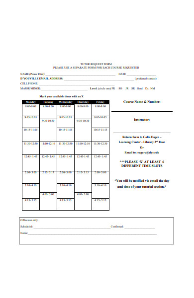 FREE 30+ Tutor Request Forms PDF | Ms Word | Excel