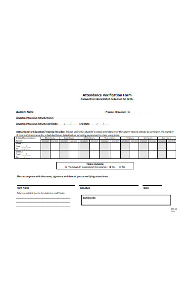 FREE 30+ Attendance Verification Forms in PDF | MS Word