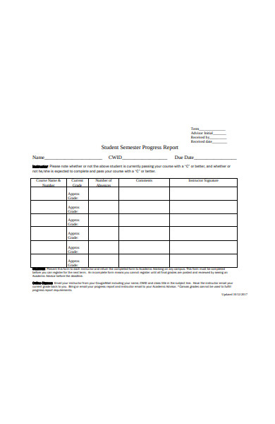 FREE 35+ Student Progress Report Form Samples, PDF, MS Word, Google Docs
