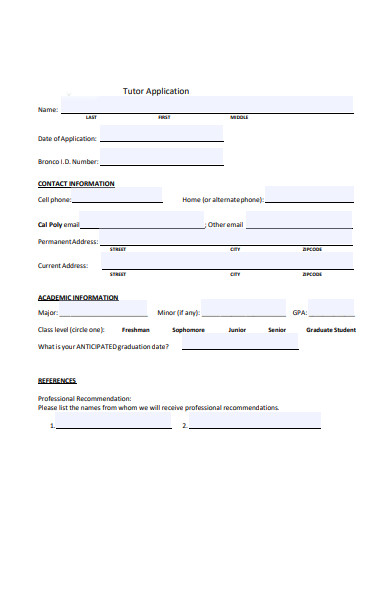 FREE 31+ Tutor Application Forms in PDF | MS Word