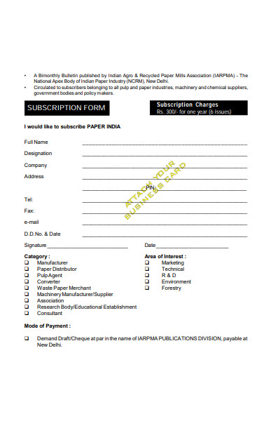 FREE 40+ Subscribe Forms in PDF | Ms Word (doc.)