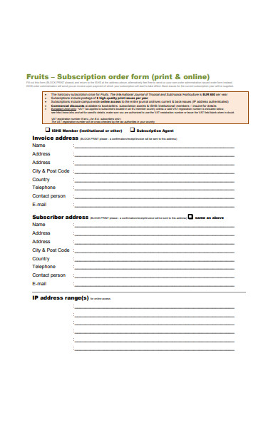 FREE 40+ Subscribe Forms in PDF | Ms Word (doc.)