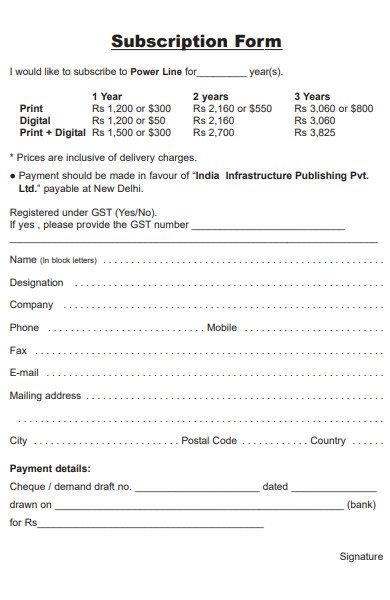 FREE 40 Subscribe Forms In PDF Ms Word doc 