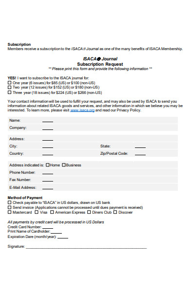 FREE 40+ Subscribe Forms in PDF | Ms Word (doc.)