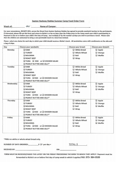 FREE 40+ Food Order Form Samples, PDF, MS Word, Google Docs