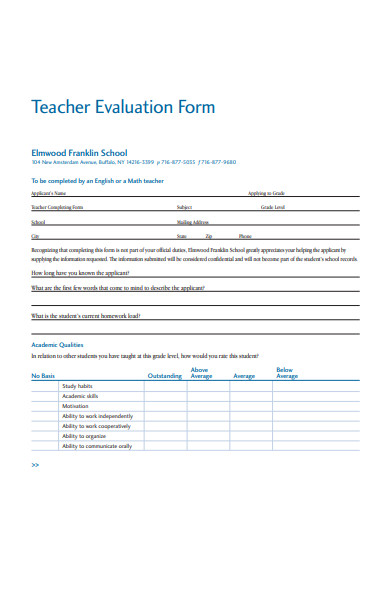 FREE 32+ Teachers Evaluation Forms in PDF | Ms Word