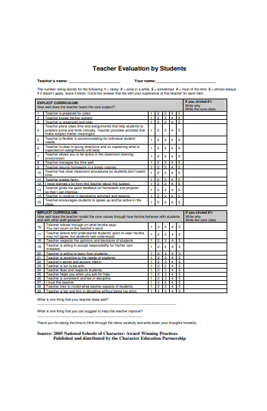 FREE 32+ Teachers Evaluation Forms in PDF | Ms Word