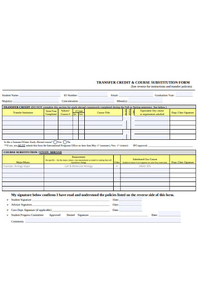 FREE 33+ Course Substitution Forms in PDF | Ms Word (doc.)