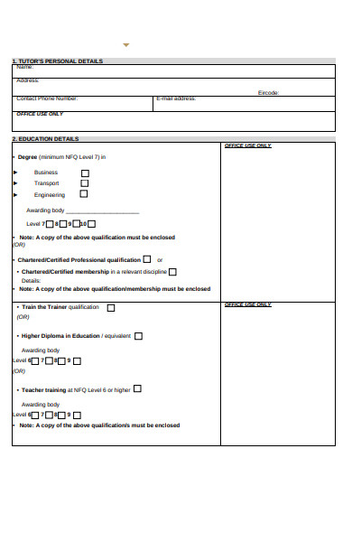 FREE 31+ Tutor Application Forms in PDF | MS Word