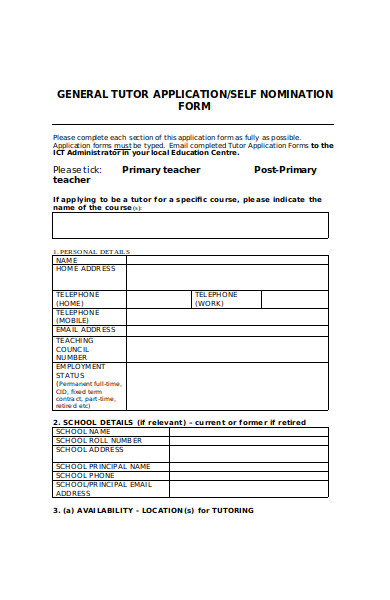 FREE 31+ Tutor Application Forms in PDF | MS Word