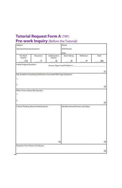 FREE 30+ Tutor Request Forms PDF | Ms Word | Excel