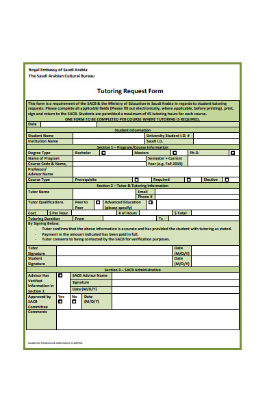 FREE 30+ Tutor Request Forms PDF | Ms Word | Excel