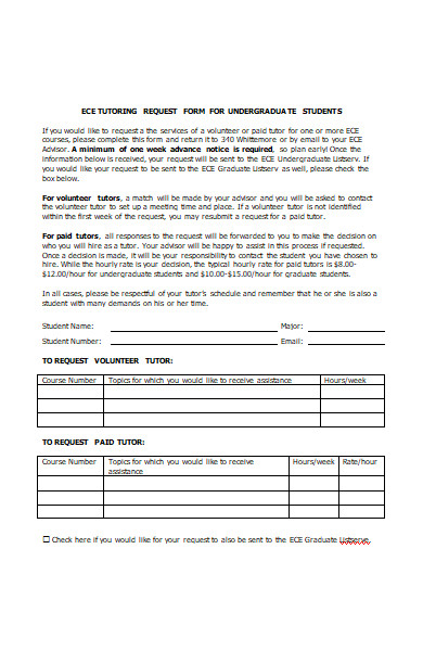 FREE 30+ Tutor Request Forms PDF | Ms Word | Excel