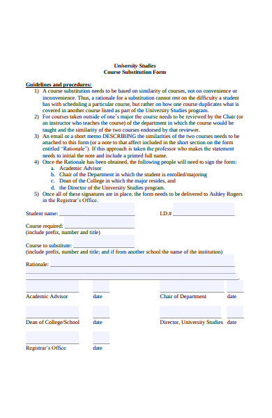 FREE 33+ Course Substitution Forms in PDF | Ms Word (doc.)
