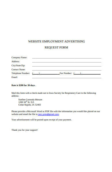 FREE 40+ Advertising Request Forms in PDF | MS Word