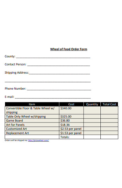 FREE 40+ Food Order Form Samples, PDF, MS Word, Google Docs