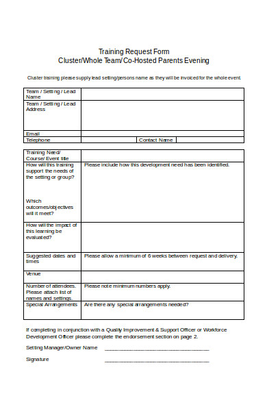 FREE 37+ Training Request Forms in PDF | Ms Word
