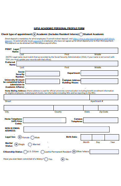 FREE 55+ Profile Form Samples, PDF, MS Word, Google Docs, Excel