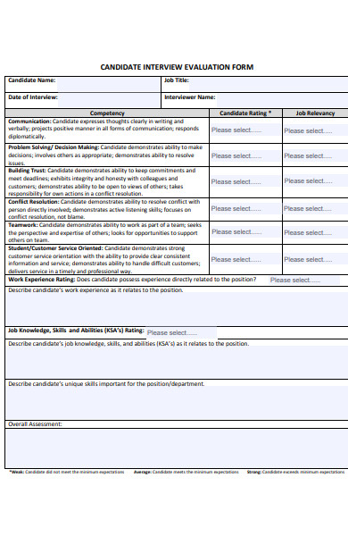 FREE 25+ Interview Evaluation Forms in PDF | MS Word