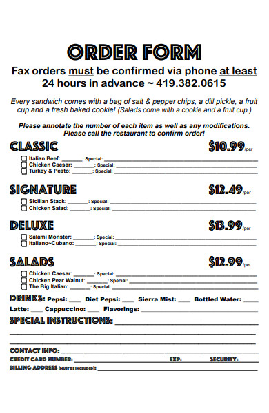 FREE 49+ Menu Forms in PDF | Ms Word | Excel