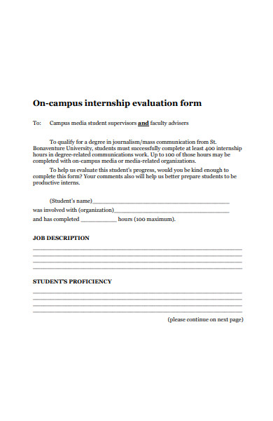 FREE 27+ Internship Evaluation Form Samples, PDF, MS Word, Google Docs