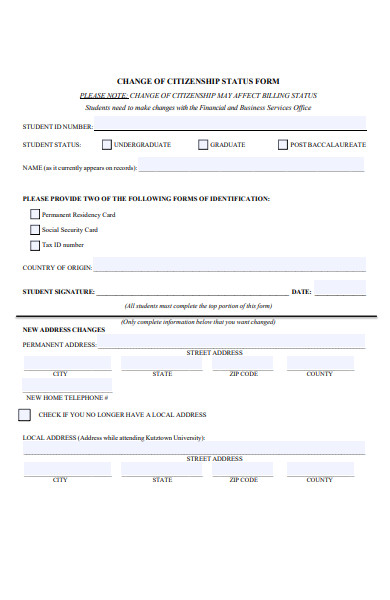 FREE 51+ Change of Status Forms in PDF | MS Word