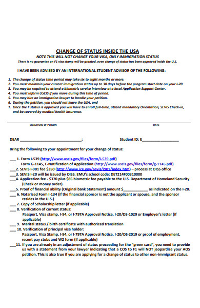 FREE 51+ Change of Status Forms in PDF | MS Word