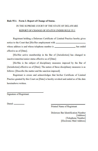 FREE 51+ Change of Status Forms in PDF | MS Word