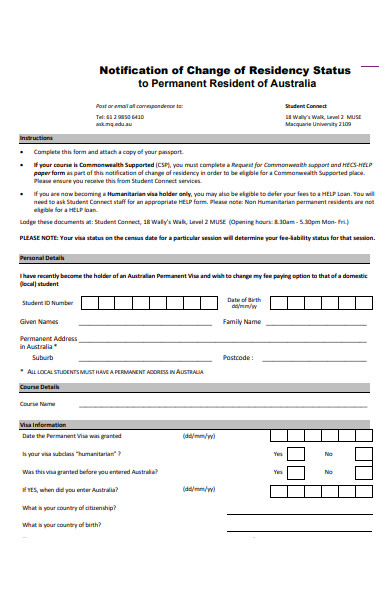 FREE 51+ Change of Status Forms in PDF | MS Word