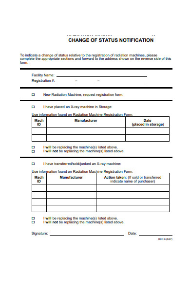 FREE 51+ Change of Status Forms in PDF | MS Word