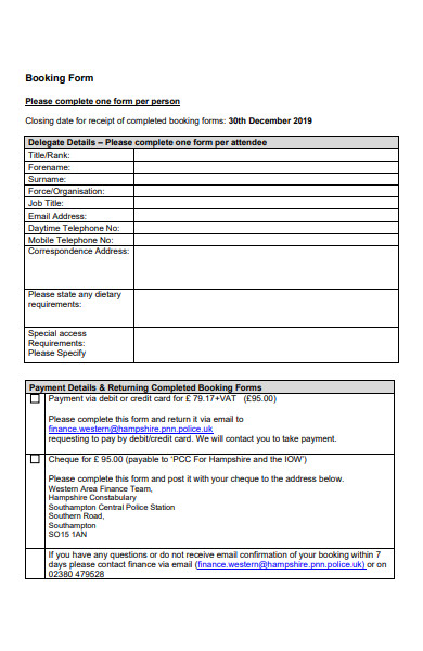 FREE 49+ Booking Forms in PDF | Ms Word | Excel
