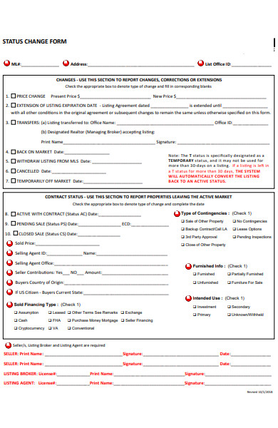 FREE 51+ Change of Status Forms in PDF | MS Word