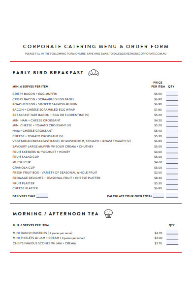 FREE 49+ Menu Forms in PDF | Ms Word | Excel