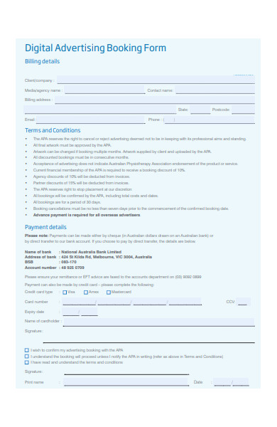 FREE 49+ Booking Form Samples, PDF, MS Word, Google Docs, Excel