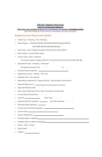 FREE 51+ Employee Form Samples, PDF, MS Word, Google Docs