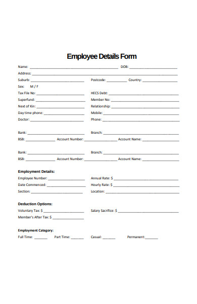 FREE 49 Employee Forms In PDF Ms Word Excel