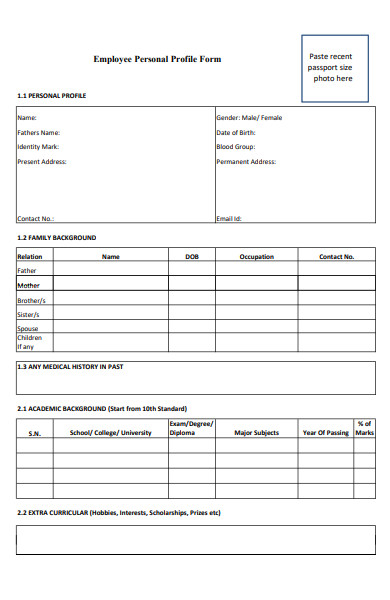 FREE 55+ Profile Form Samples, PDF, MS Word, Google Docs, Excel
