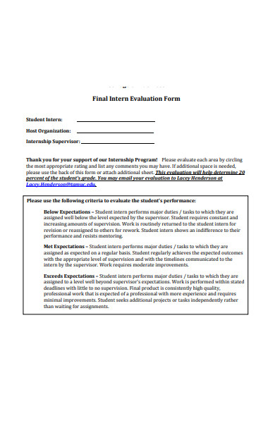 FREE 27+ Internship Evaluation Form Samples, PDF, MS Word, Google Docs