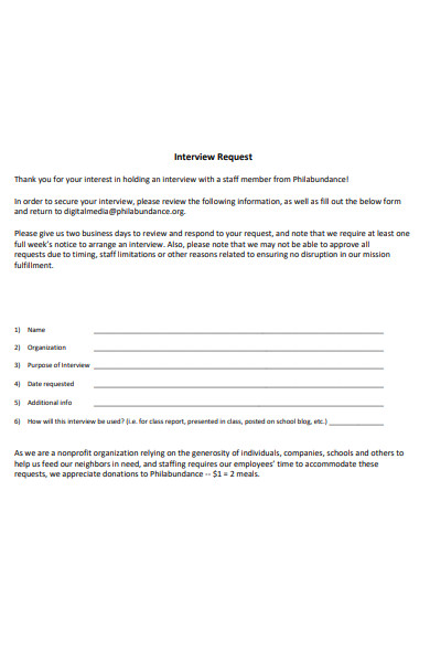 FREE 29+ Interview Request Forms in PDF | Ms Word