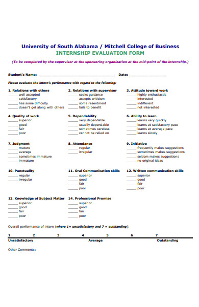 FREE 27+ Internship Evaluation Form Samples, PDF, MS Word, Google Docs