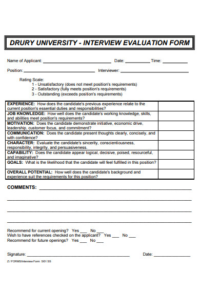 FREE 25+ Interview Evaluation Forms in PDF | MS Word