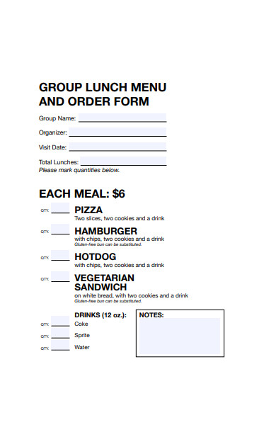 FREE 49+ Menu Forms in PDF | Ms Word | Excel