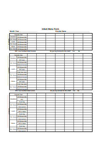 FREE 49+ Menu Forms in PDF | Ms Word | Excel