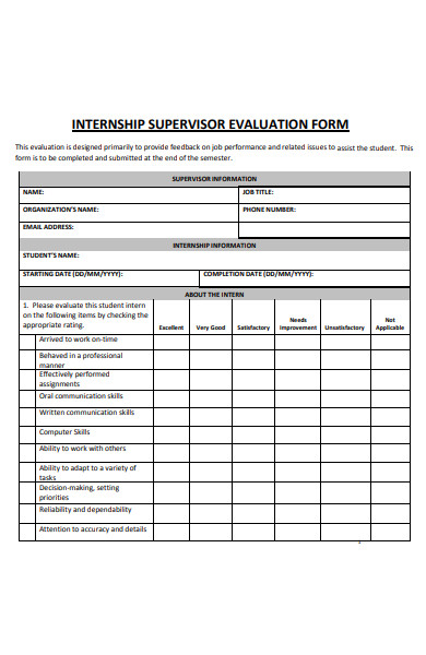 FREE 27+ Internship Evaluation Form Samples, PDF, MS Word, Google Docs