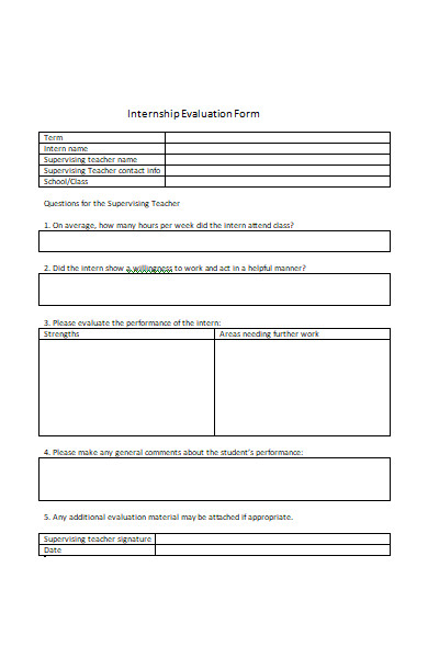 FREE 27+ Internship Evaluation Form Samples, PDF, MS Word, Google Docs