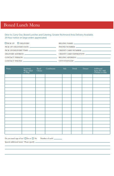 FREE 49+ Menu Forms in PDF | Ms Word | Excel